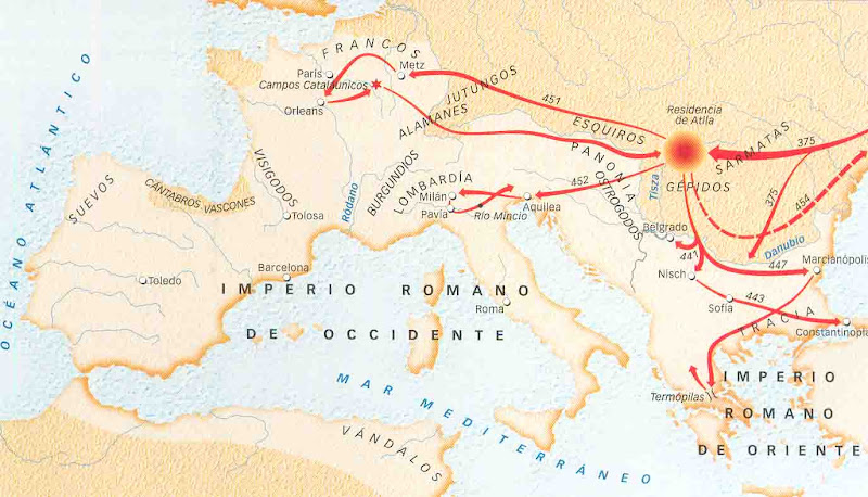 Mapa - El Imperio Huno 370-469 [The Hun Empire 370-469]
